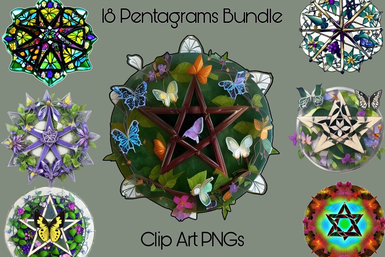 Best Pentagram Bundle Clipart, PNG, Sublimation, Commercial Use, Magic ...