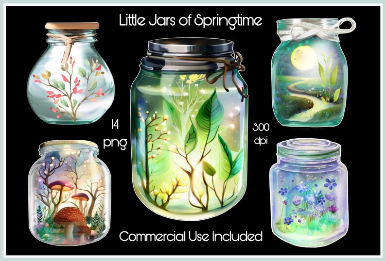Jar of Spring Clipart PNG Bundle, Best Celestial Clip Art, Mystical ...