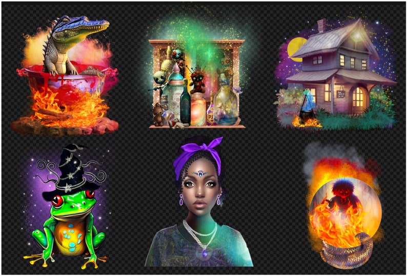 Best Mystic Witch PNG Bundle, Voodoo Queen, Black Magic, Alligator ...