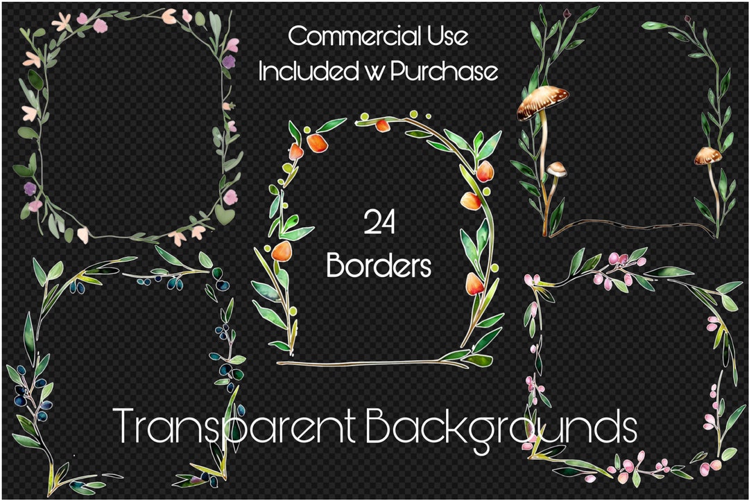 Delicate Nature Borders Clipart Png, Flower / Leaf Foliage Frames ...
