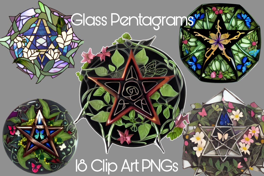 Bundle Glass Pentagram Clipart, PNG, Sublimations, Commercial Use ...