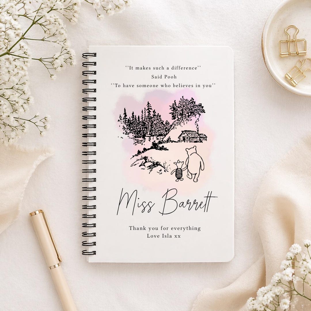 Personalised Teacher Notebook Gifts | Winnie the Pooh Quote - Etsy UK
