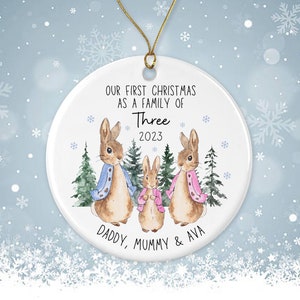 First Christmas as A Three | Peter Rabbit Tree Decoration Ornament ...