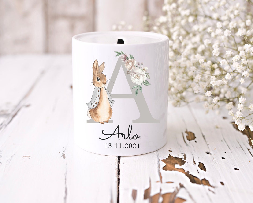 Personalised Money Box | Ceramic | Christening Keepsake| Peter Rabbit ...