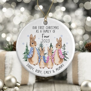 First Christmas as A Three | Peter Rabbit Tree Decoration Ornament ...