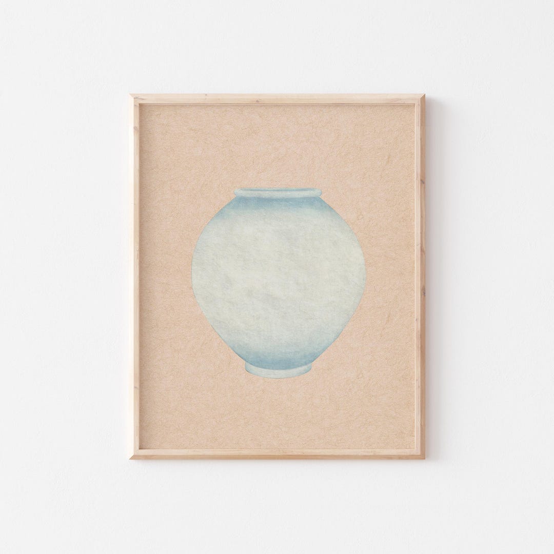 Korean Moon Jar Art Print – Minimalist Painting Inspired by Joseon ...
