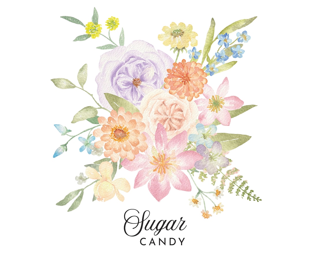 Blush Floral Clipart, Spring Watercolor Flower Bouquets - Pastel ...