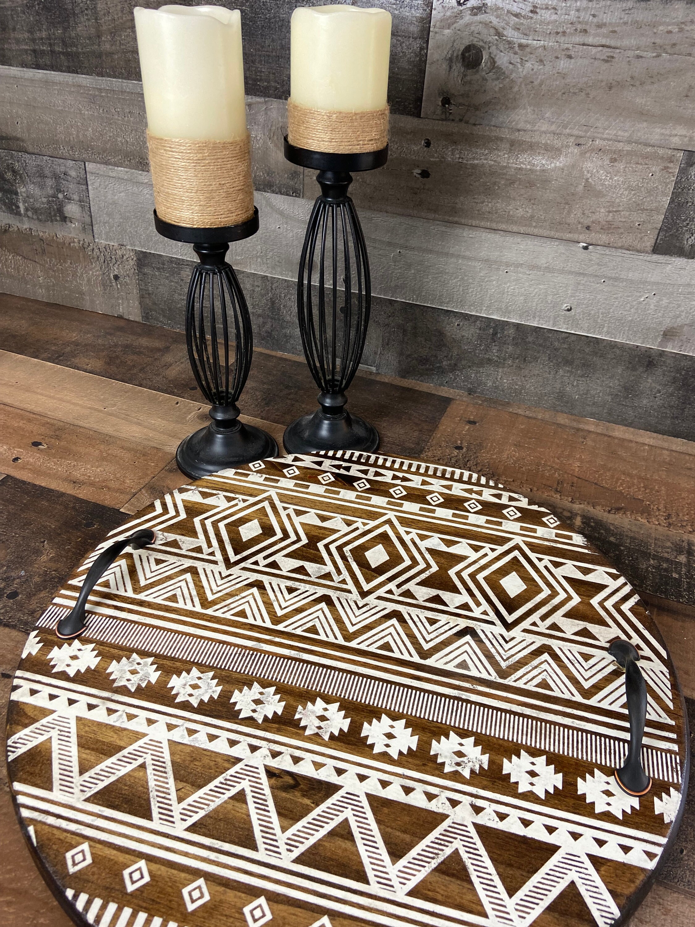 Serving Tray - Aztec Design Tray, Home Decor, Southwest Pattern Kitchen ...
