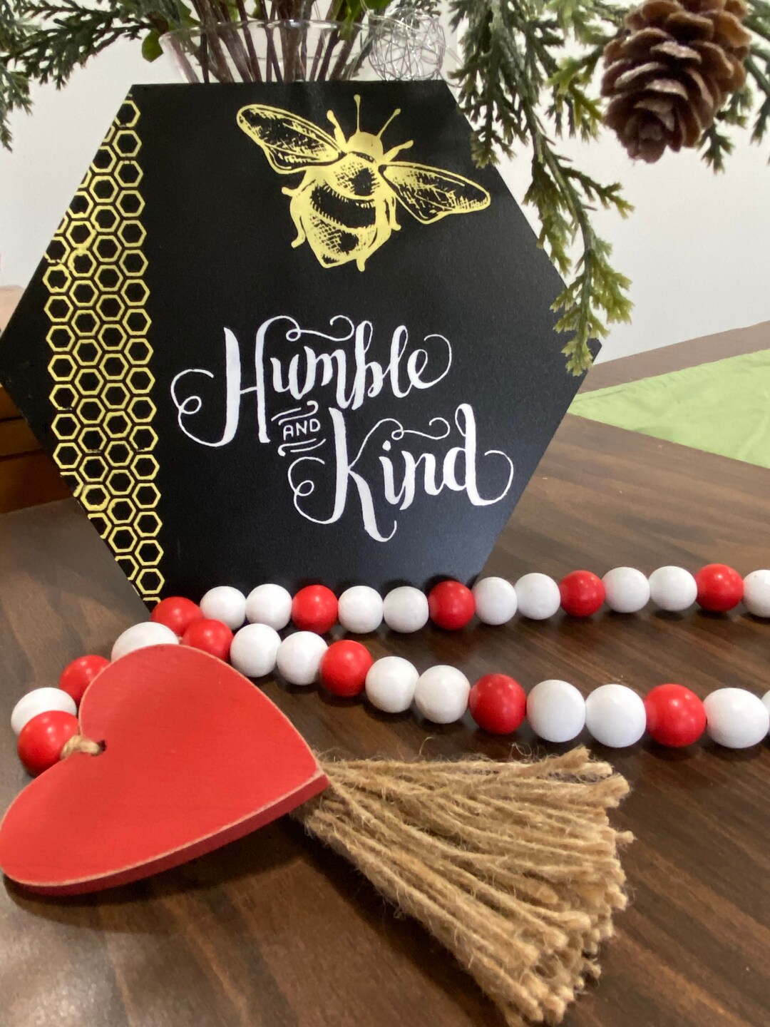 Bee Humble and Kind Decor, Bee, Honeycomb Art, Home Decor - Etsy
