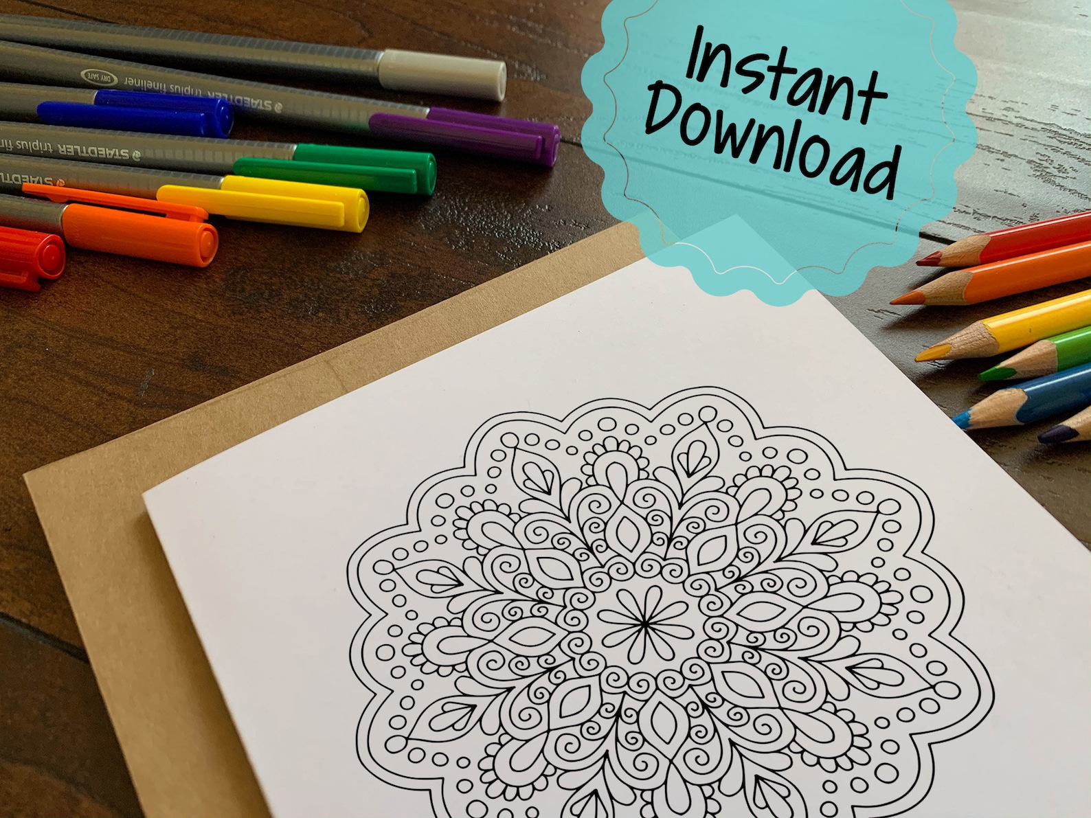 Print at Home Colorable Birthday Card Mandala | Happy Birthday Card for ...