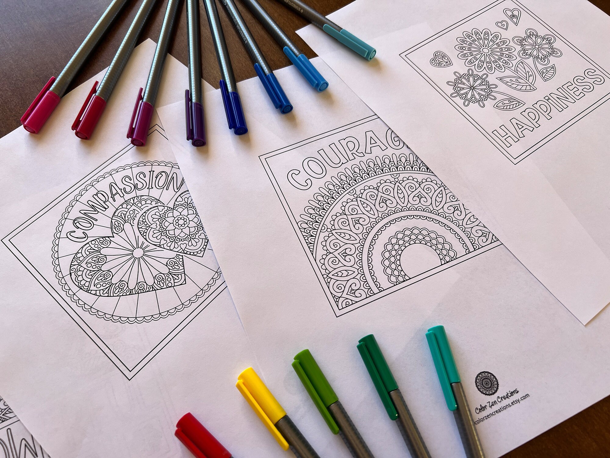 Printable Mindfulness Coloring Pages Positive Affirmation & Daily Focus ...