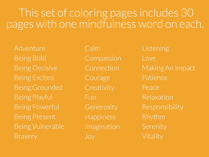 Printable Mindfulness Coloring Pages Positive Affirmation & Daily Focus ...