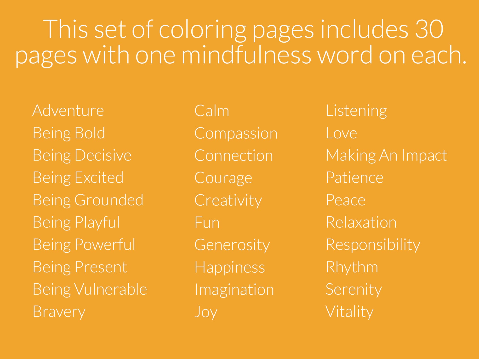 Printable Mindfulness Coloring Pages Positive Affirmation & Daily Focus ...