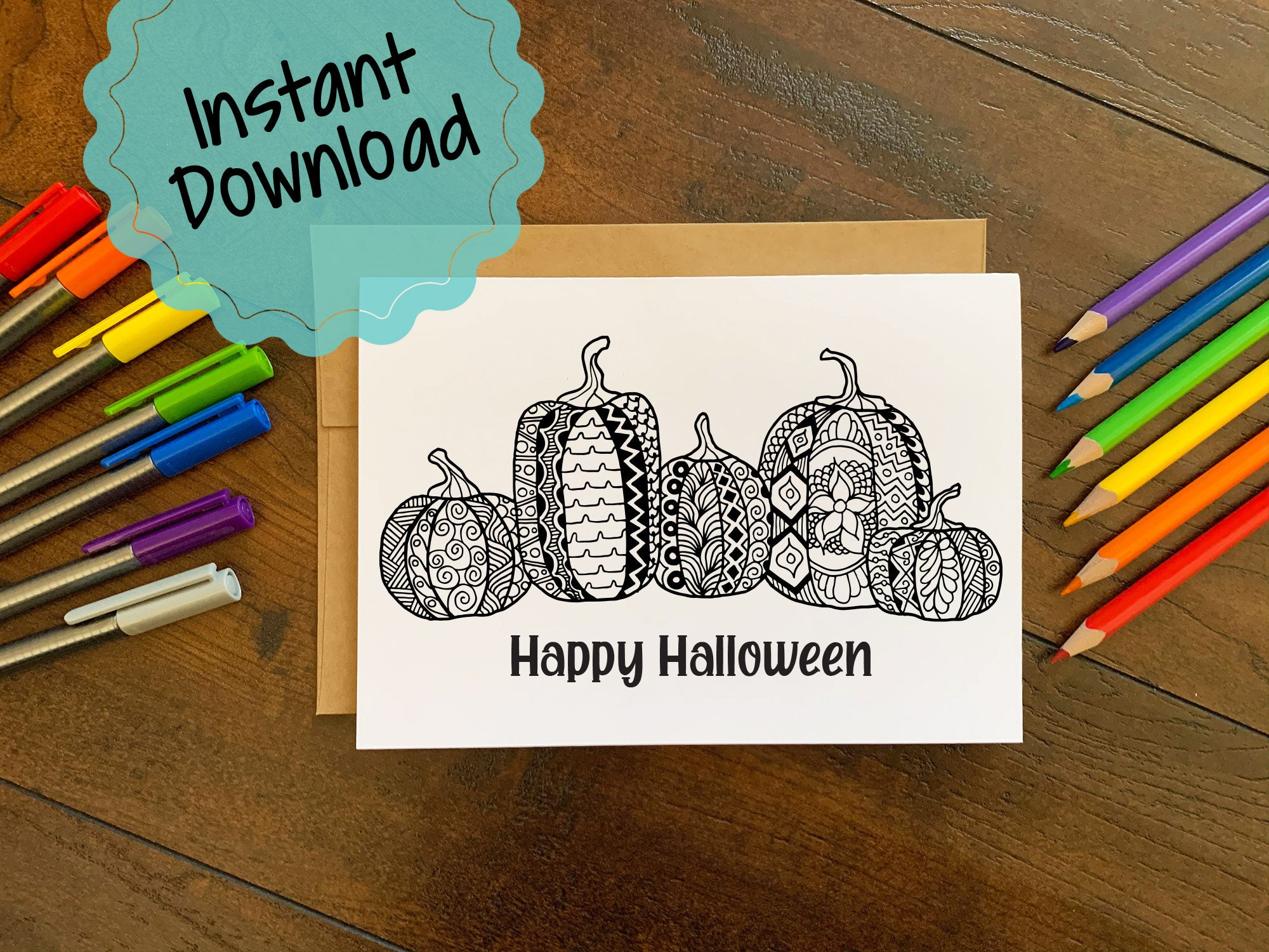 Print at Home Colorable Halloween Card | Pumpkin Card to Color ...