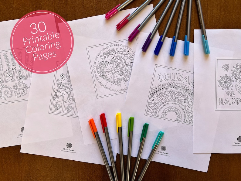 Printable Mindfulness Coloring Pages Positive Affirmation & Daily Focus ...