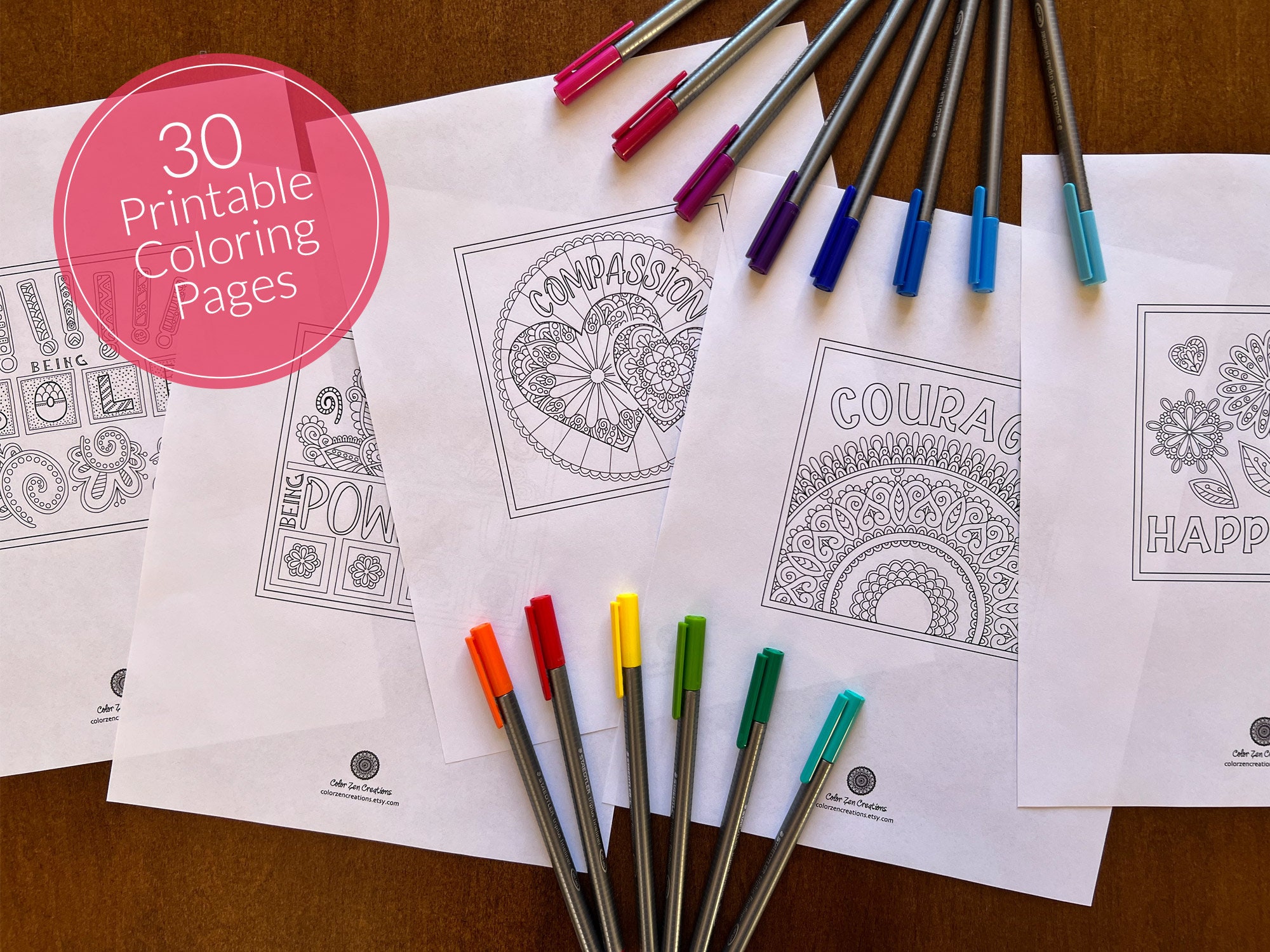 Printable Mindfulness Coloring Pages Positive Affirmation & Daily Focus ...