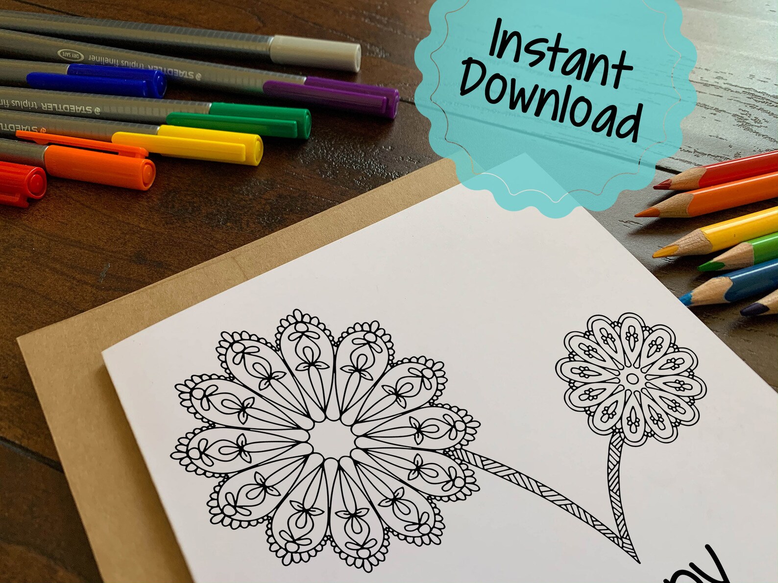 Printable Colorable Birthday Card Happy Birthday Card for - Etsy
