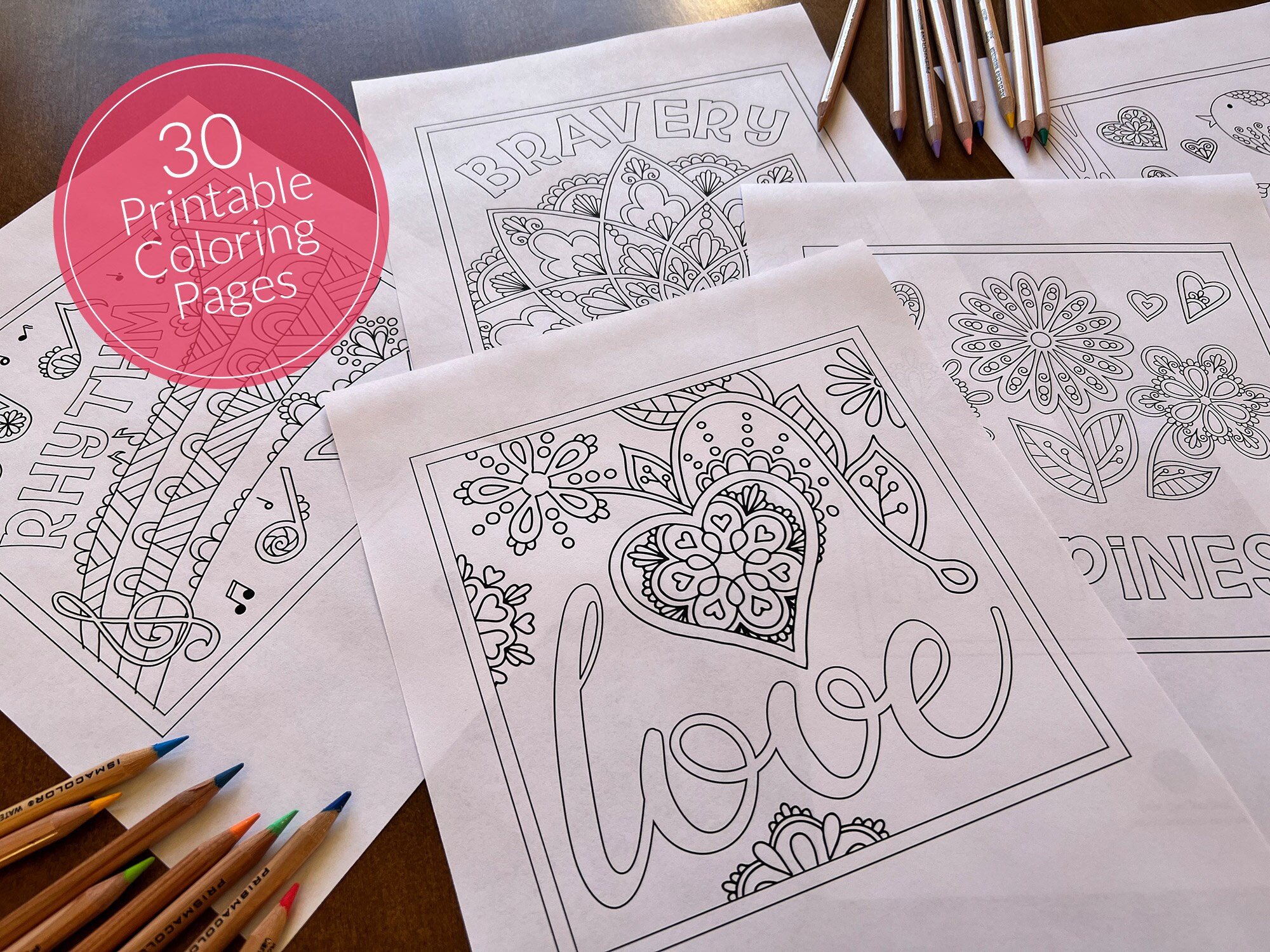 LARGE Printable Mindfulness Coloring Pages Positive Affirmation & Daily ...