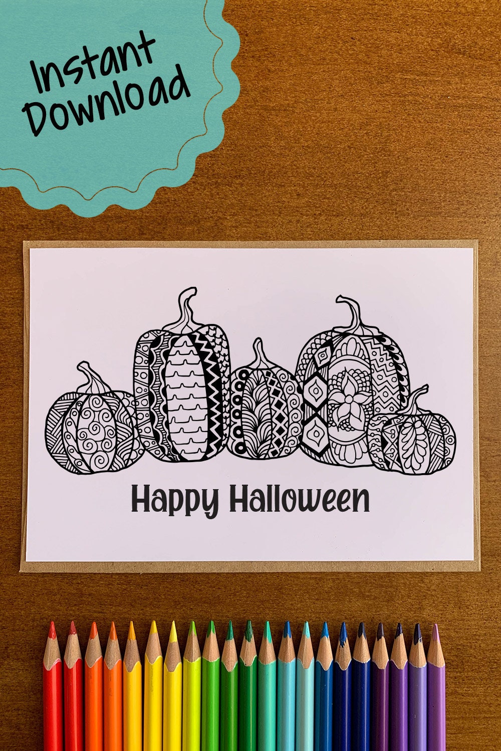 Print at Home Colorable Halloween Card Pumpkin Card to Color Halloween ...