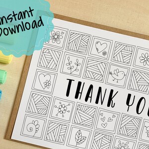 Printable Colorable Thank You Card | Illustrated Thank You Card ...