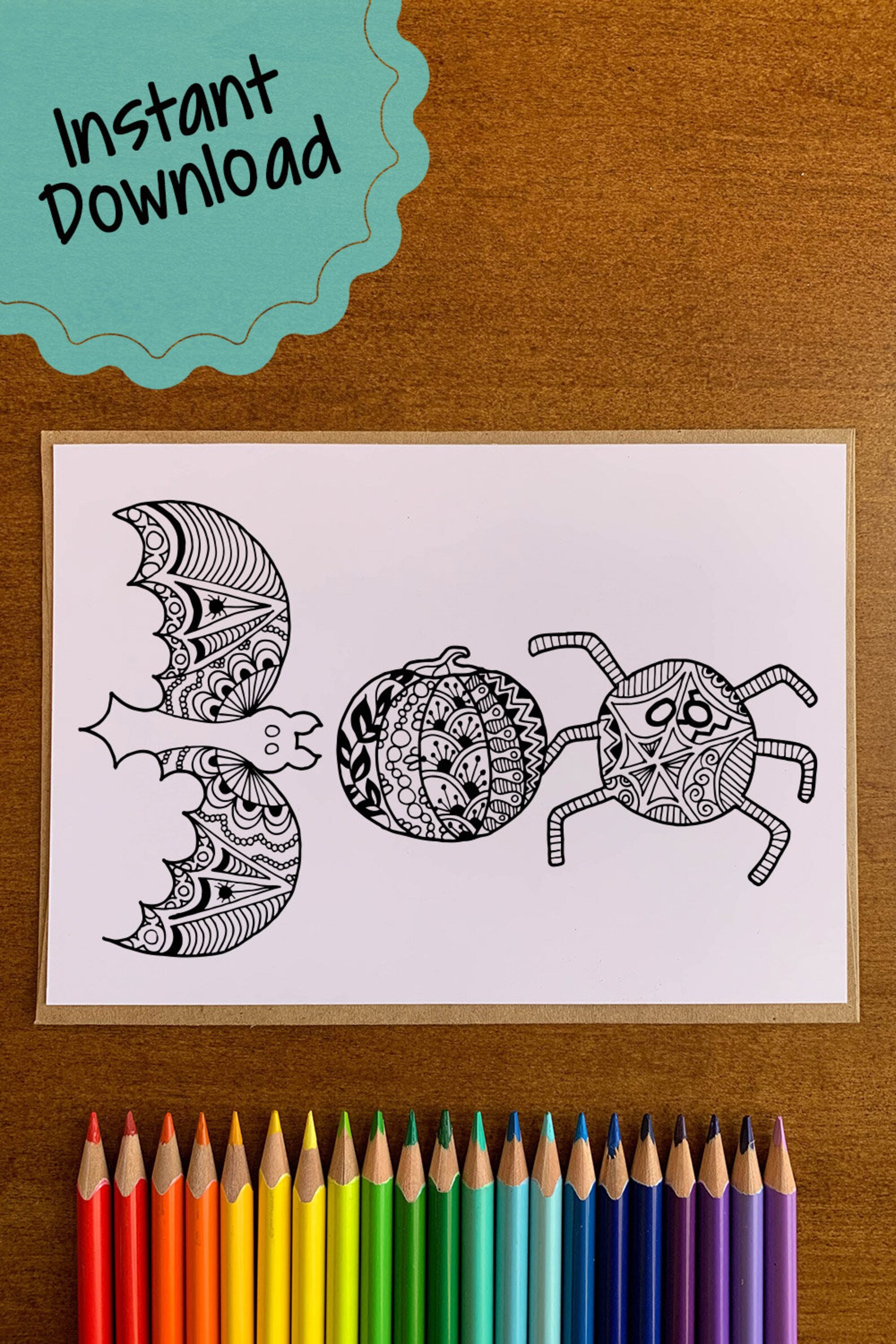 Print at Home Colorable Halloween Card Halloween BOO Card for Coloring ...