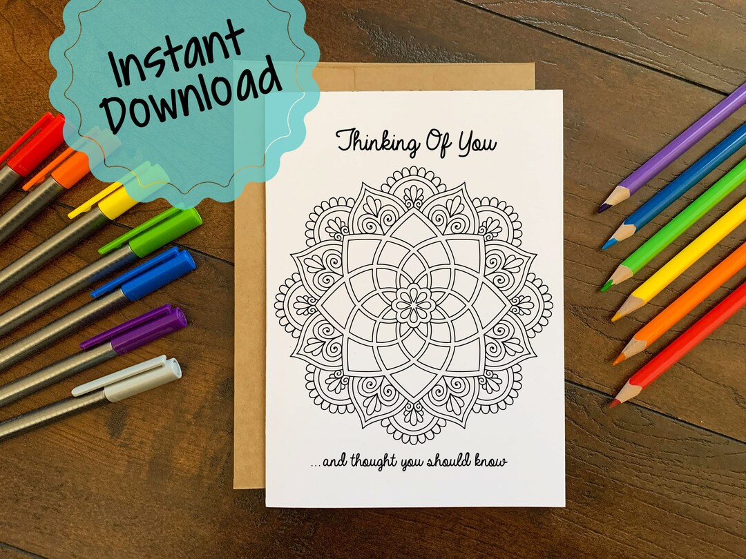 Printable Thinking of You Card | Colorable Friendship Card ...