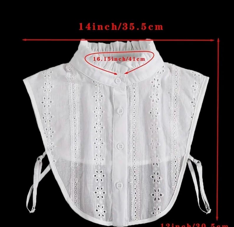 Victorian-style Detachable Collar, White Eyelet Lace, Ruffled Neckline ...