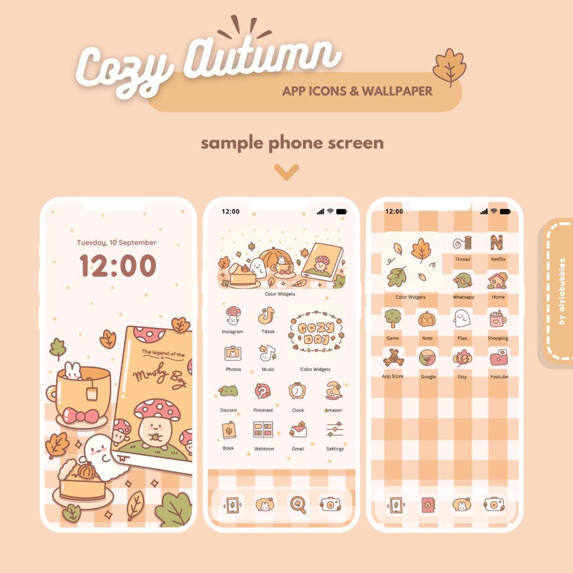Cozy Autumn App Icon Set, Cute Ios Android Theme - Etsy