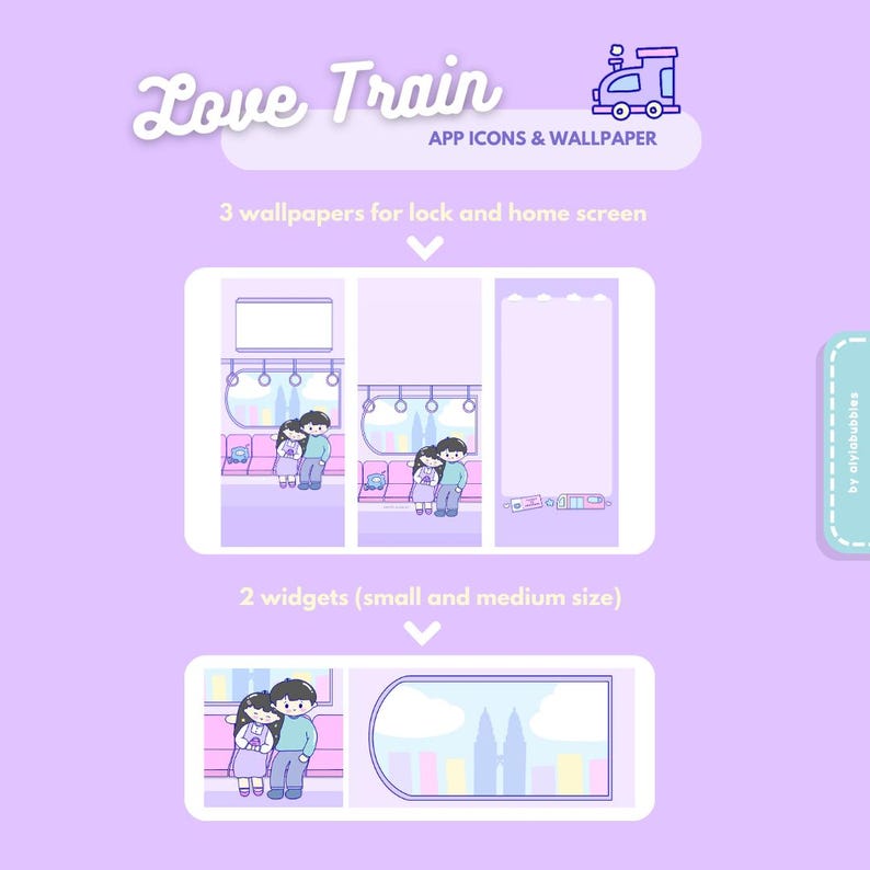 Love Train Ios Android App Icons, Cute Icon Pack, Purple App Icons ...