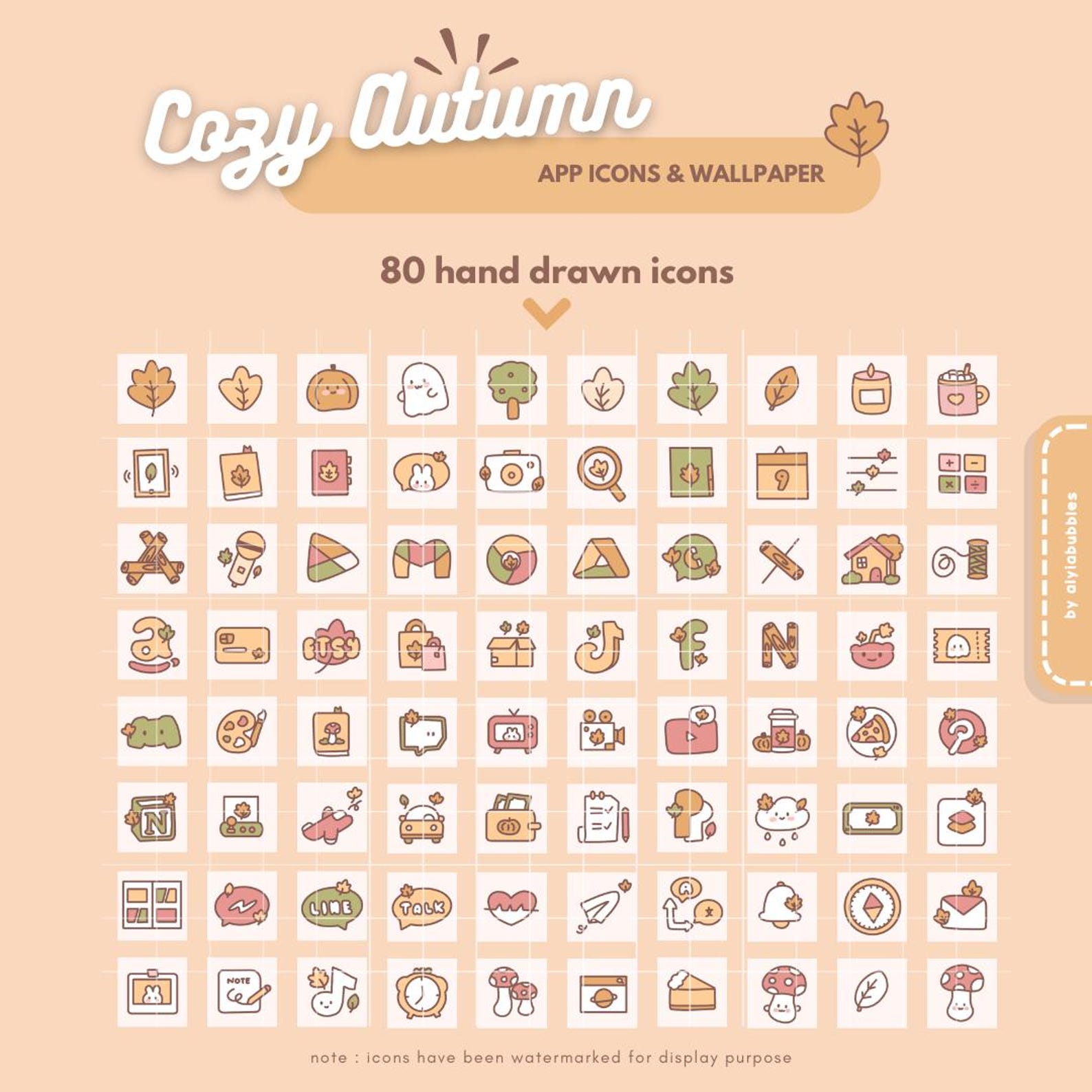 Cozy Autumn App Icon Set, Cute Ios Android Theme - Etsy