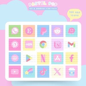 Pastel Pop Ios Android App Icons, Cute Phone Theme Pastel Wallpaper ...