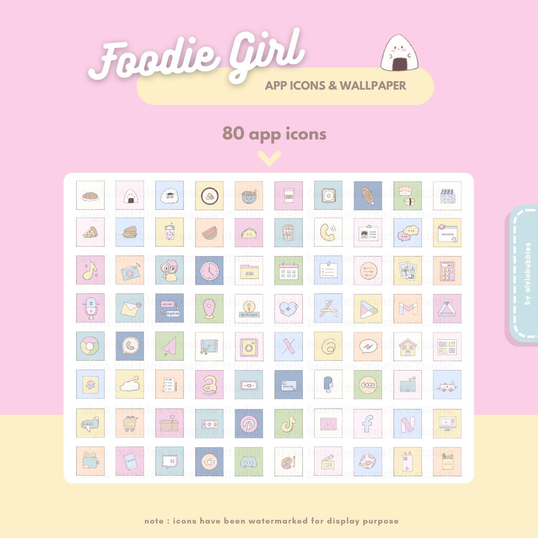 Foodie Girl Ios Android App Icons, Cute Icon Pack, Pastel Purple App ...