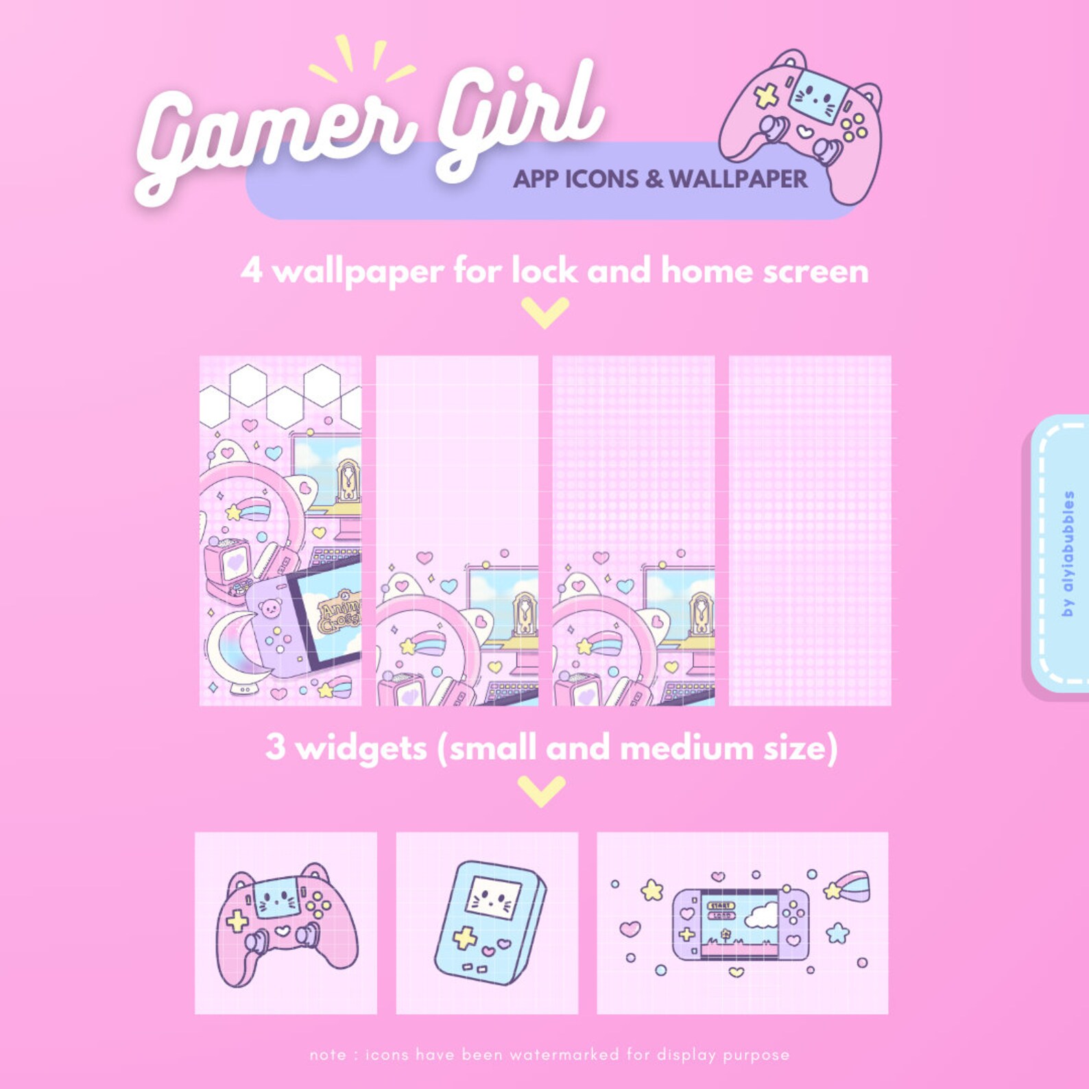 Gamer Girl Ios Android App Icons, Cute Icon Pack, Pink App Icons, Cute ...