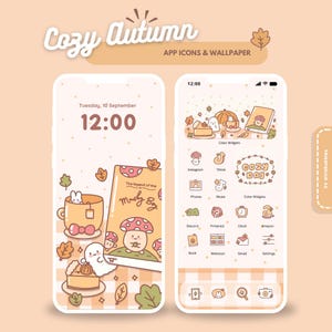 Cozy Autumn App Icon Set, Cute Ios Android Theme - Etsy