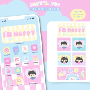 Pastel Pop Ios Android App Icons, Cute Phone Theme Pastel Wallpaper ...