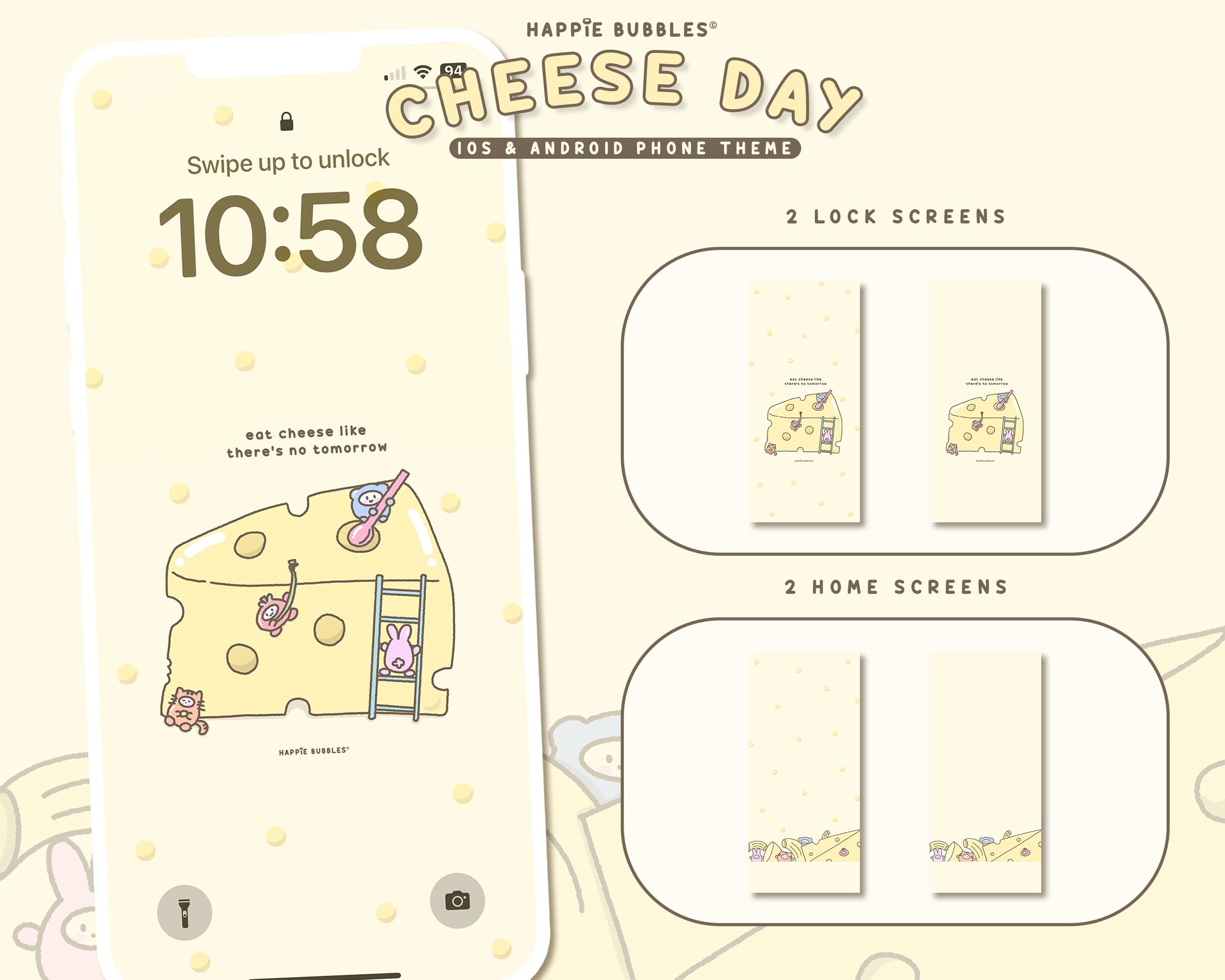 Cheese Day Ios Android Purple App Icons, Cute Custom Phone Theme, Home ...