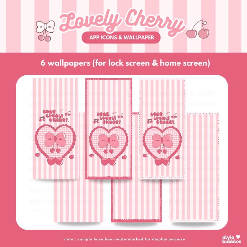 Lovely Cherry Ios Android App Icons, Cute Icon Pack, Cherry Red App ...