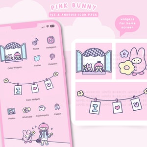 Pink Bunny Ios Android Cute App Icons Wallpaper Kawaii Ios App Icon ...