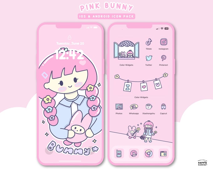 Kawaii App Icon Pack + Wallpapers for Ios and Android / Cute App Icon ...