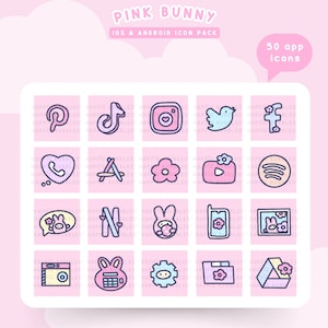 Pink Bunny Ios Android Cute App Icons Wallpaper Kawaii Ios App Icon ...
