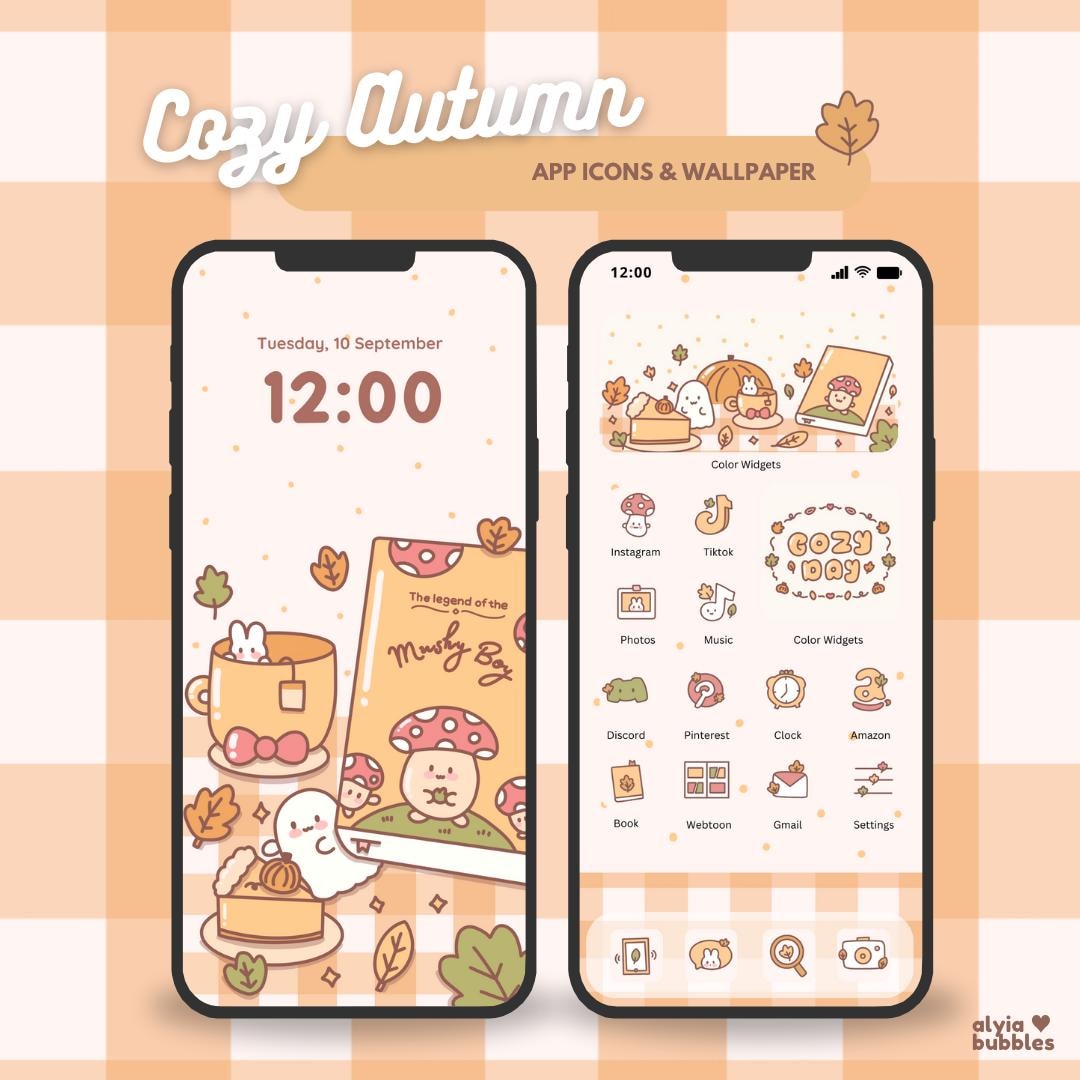 Cozy Autumn App Icon Set, Cute Ios Android Theme - Etsy