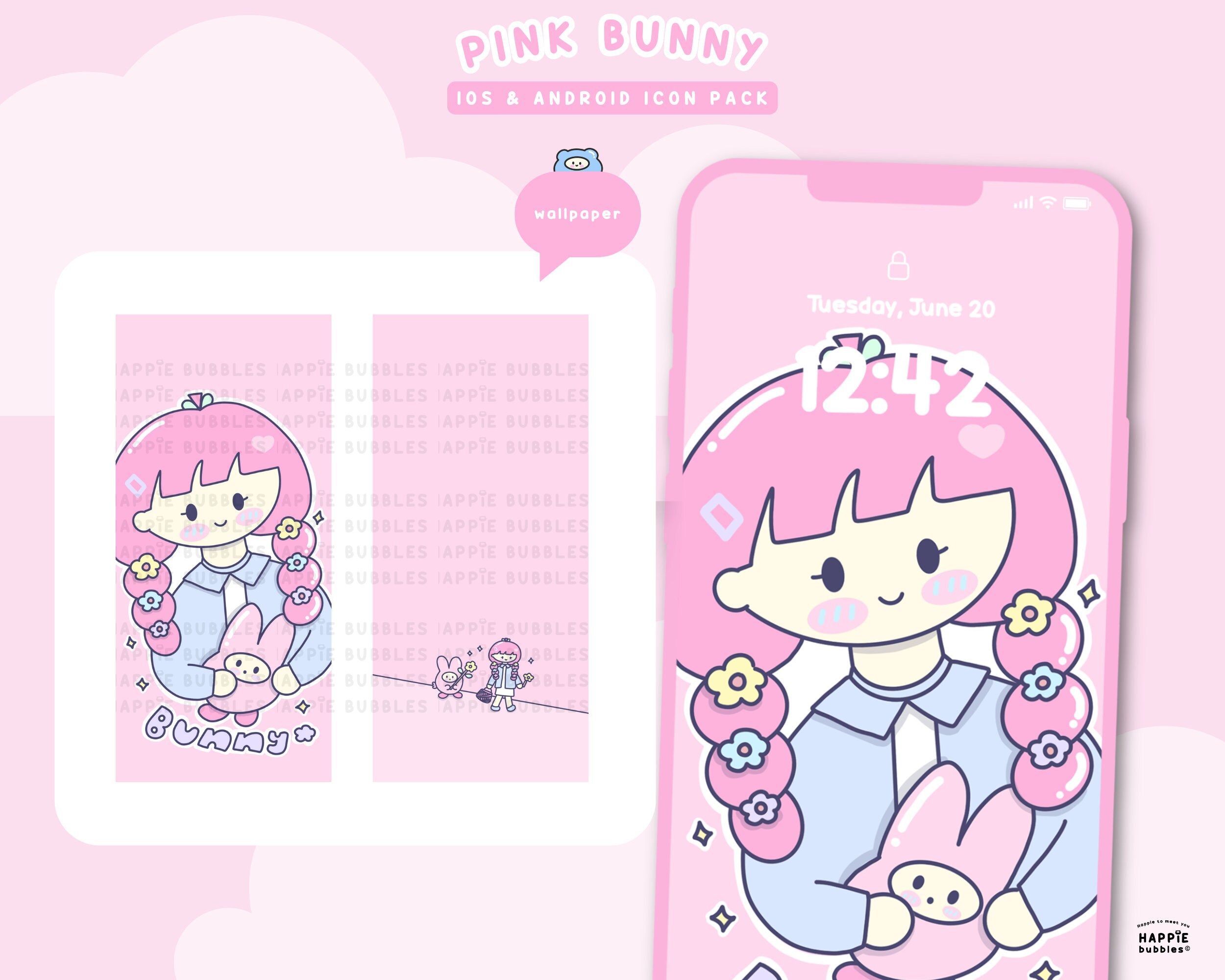Pink Bunny Ios Android Cute App Icons Wallpaper Kawaii Ios App Icon ...