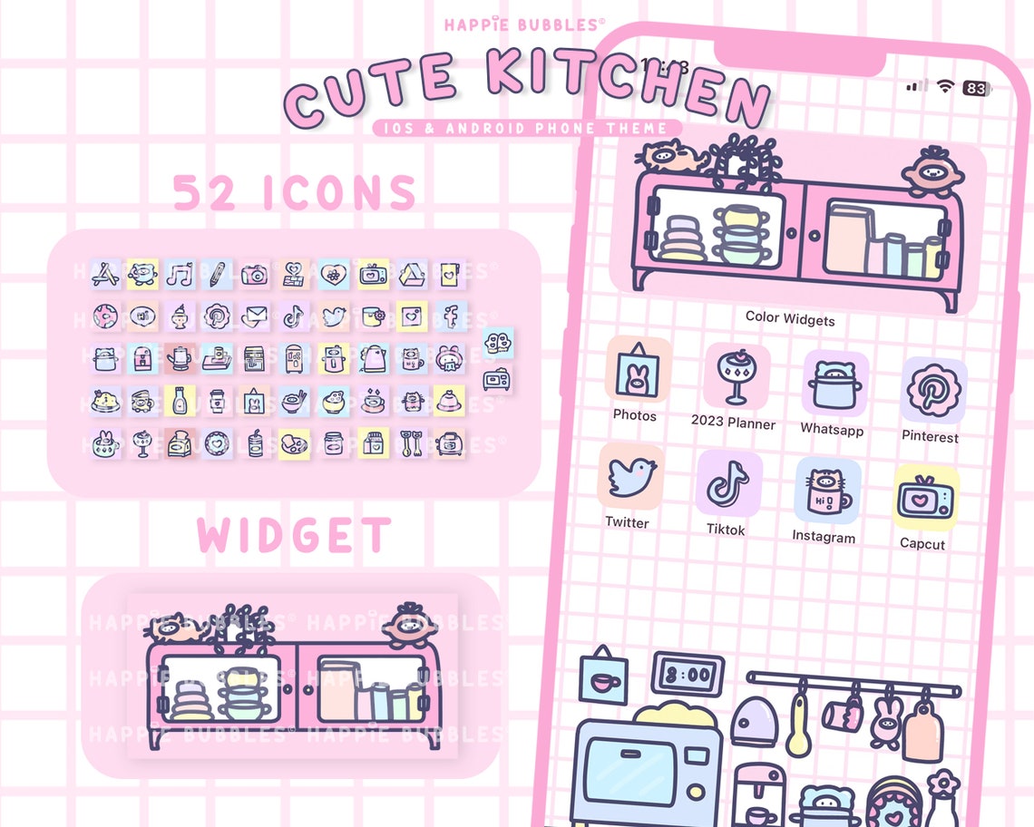 Cute Kitchen Ios Android Custom App Icons, Cute Phone Theme, Home ...
