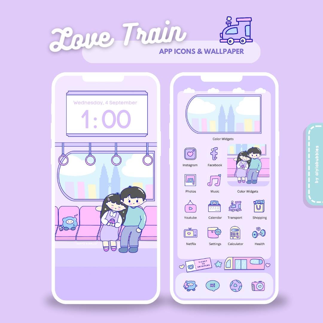 Love Train Ios Android App Icons, Cute Icon Pack, Purple App Icons ...