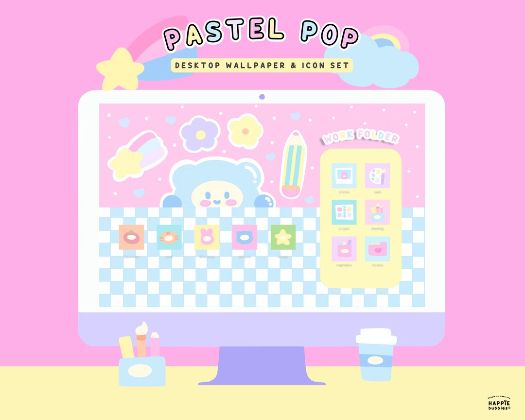 Pastel Pop Desktop Wallpaper and Icon - Etsy