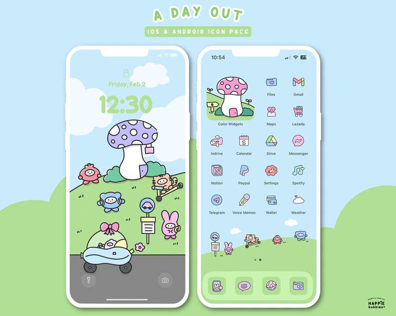 A Day Out Ios App Icons, Cute Icon Pack, Blue Green App Icons, Cute ...