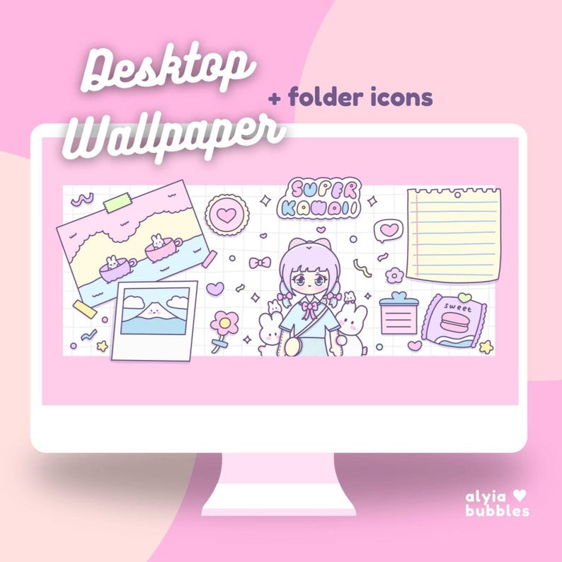 Kawaii Journal Desktop Wallpaper & Folder Icon Pack , Laptop iPad ...