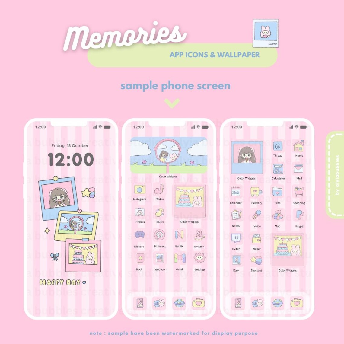 Cute Pink App Icons, Kawaii Phone Theme & Wallpaper - Etsy
