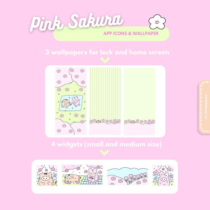 Pink Sakura Ios Android Cute Wallpaper Icon Set, Pink Phone Theme ...