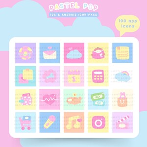 Pastel Pop Ios Android App Icons, Cute Phone Theme Pastel Wallpaper ...